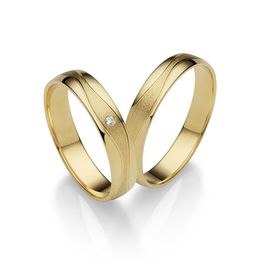 Firetti Damen Trauring "Schmuck Geschenk Gold 375 Hochzeit Ehering "LIEBE"", 50, 0,01 SI = kleine Einschl&uuml;sse mit Brillant, Gelbgold 585, 4mm, gold,