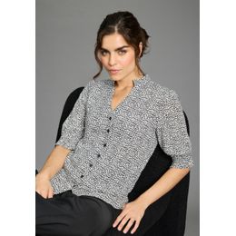 Laura Scott Damen Druckbluse, schwarz-wei&szlig;, Gr. 34, bedruckt, Web, Obermaterial: 100% Viskose, Blusen, bedruckte Bluse, femininer Stil, leichtes