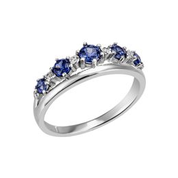 Firetti Damen Fingerring "Schmuck Geschenk Silber 925 Silberring Farbstein", 58, Silber 925 (Sterlingsilber), 2,3mm, blau, Silber 925
