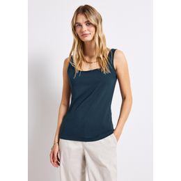 Street One Damen Tr&auml;gertop, blau, Gr. 36, unifarben, Web, 93% Baumwolle, 5% Elasthan, 2% Viskose, Tops, im soften Baumwoll-Mix