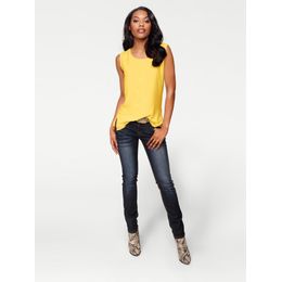 Heine Damen Shirttop, gelb, Gr. 42, unifarben, 95% Viskose, 5% Elasthan, Webware:100% Viskose, Tops