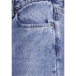Urban Classics Damen Bequeme Jeans "Urban Classics Damen Ladies Mid Waist Wide Denim", blau, Gr. 28, unifarben, 100% Baumwolle, Jeans