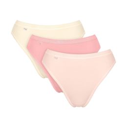 Tai-Slip Sloggi "Basic+ Tai C3P", Damen, Gr. 44, rosa (rot, gelb), Single Jersey, Obermaterial: 95% Baumwolle, 5% Elasthan, unifarben, k&ouml;rpernah, Unterhosen, perfekter Sitz
