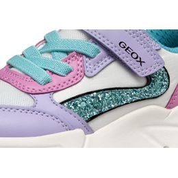 Geox M&auml;dchen Sneaker "J LOFTUS GIRL", Gr. 39lila, gr&uuml;n, Lederimitat, Textil, Glitzermuster, kontrastfarbene Details, Schuhe, Slipper mit praktischem
