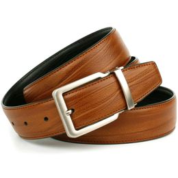 Anthoni Crown Herren Lederg&uuml;rtel, schwarz, Gr. 85, unifarben, Leder, G&uuml;rtel, Wendeg&uuml;rtel in cognac und schwarz, Schlie&szlig;e silberfarben