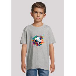 F4NT4STIC M&auml;dchen T-Shirt "Bunte Fu&szlig;ball Grafik", grau, Gr. 146, Obermaterial: 100% Baumwolle, Shirts, Premium Qualit&auml;t