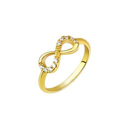 Vivance Damen Fingerring "925/- Sterling Silber vergoldet Infinity Zirkonia", 058 (18,5), Silber 925 (Sterlingsilber), gelb, Silber 925