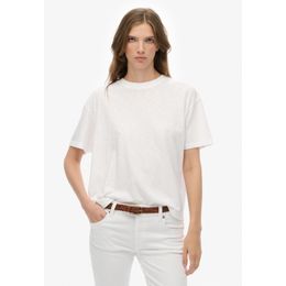 Superdry Damen T-Shirt "STUDIOS CREW TEE"optic, Gr. S, unifarben, Single Jersey, Obermaterial: 60% Baumwolle, 40% Lyocell, Shirts, mit Markenlabel,