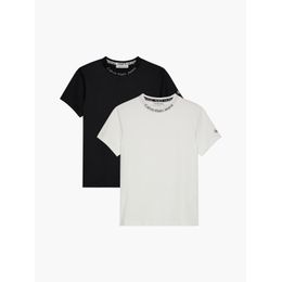 Jungen T-Shirt "INTARSIA 2-PACK SS T-SHIRT", schwarz-wei&szlig;, Gr. 6, Calvin Klein Jeans, unifarben, Single Jersey, Obermaterial: 100% Baumwolle, Shirts,