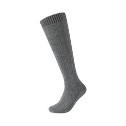 Camano Damen Kniestr&uuml;mpfe "Trachtensocken 1er Pack", Gr. 35, grau, 68% Baumwolle, 20% Wolle, 10% Polyamid, 2% Elasthan, uni, Socken