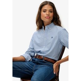Superdry Damen Hemdbluse "SLIM OXFORD BD L/S SHIRT"broker blau stripe, Gr. XS, gestreift, Web, Obermaterial: 100% Baumwolle, Blusen, Baumwolle, slim