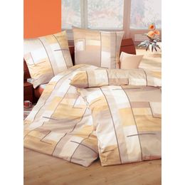 Bettw&auml;sche Biberna, beige, Feinbiber, 100% Baumwolle, Bettw&auml;sche