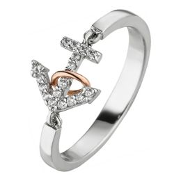 Jobo Damen Fingerring "Anker", 50, Silber 925 (Sterlingsilber), silber, Silber 925 (Sterlingsilber), Fingerringe, 925 Silber mit 18 Zirkonia