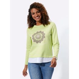 Inspirationen Damen Sweatshirt, gr&uuml;n, Gr. 38, bedruckt, gemustert, mehrfarbig, 50% Baumwolle, 50% Polyester, Sweatshirts