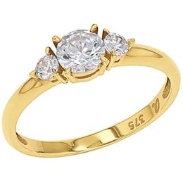 Amor Damen Fingerring "2037419/-20/-21/-22", 52, Gelbgold 375, 1,2mm, gold, Gelbgold 375, Fingerringe, mit Zirkonia (synth.)
