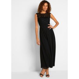 bonprix Maxikleid mit Spitze, schwarz, Gr.50, Elegantes Abendkleid mit Spitze im Oberteil und einem R&uuml;cken-Cut-Out