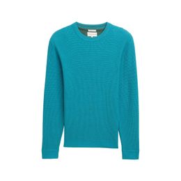 Tom Tailor Herren Strickpullover aus Baumwolle, blau, Uni, Gr. XXXL