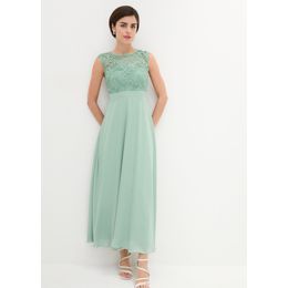 bonprix Maxikleid mit Spitze, gr&uuml;n, Gr.36, Elegantes Abendkleid mit Spitze im Oberteil und einem R&uuml;cken-Cut-Out