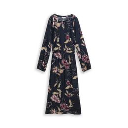 Tom Tailor Damen Plus Size - Maxi-Kleid mit Blumenmuster, blau, Gebl&uuml;mt, Gr. 44