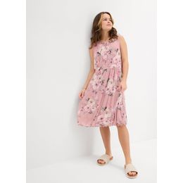 bonprix Luftiges Mesh-Kleid mit Allover-Print, rosa, Gr.134, Luftiges Mesh-Kleid mit Allover-Print f&uuml;r M&auml;dchen: Flie&szlig;ender Schnitt, gef&uuml;ttert, zarte Details &ndash; ein verspielter Look f&uuml;r den Sommer!