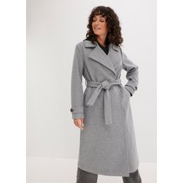 bonprix Mantel in Wolloptik, grau, Gr.34, Elegante Jacke mit Bindeg&uuml;rtel