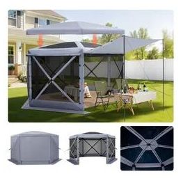 VEVOR Pop-up-Pavillon, 3,6x3,6x2,2 m, gro&szlig;es 6-seitiges Campingzelt mit abnehmbarem Dach & Tragetasche, Partyzelt, Sonnenschutz f&uuml;r 8-10 Personen, f&uuml;r Garten, Hof & Terrasse