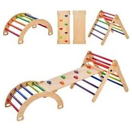 VEVOR Pikler-Dreieck-Set, 5-in-1-Kletterspielzeug f&uuml;r Kleinkinder, Indoor-Spielplatz, Montessori-Kletterset mit Dreieck, Rampe und Bogen, gro&szlig;es Kletterger&uuml;st aus Holz f&uuml;r Kleinkinder von 1&ndash;3 Jahren, bunt