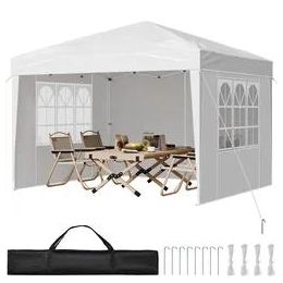 VEVOR Faltpavillon, 2,95x2,95x2,63m, Pavillonzelt, tragbares, Gartenzelt mit Seitenw&auml;nden & bel&uuml;fteten Fenstern, 3 H&ouml;heneinstellungen, Festzelt, Sonnenschutz f&uuml;r Veranstaltungen im Au&szlig;enbereich, wei&szlig;