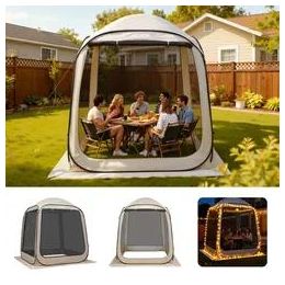 VEVOR Campingzelt, 182,88x182,88x219,4 cm, Partyzelt f&uuml;r 4-6 Personen, Pop Up Zelt mit Tragetasche, Netz-Seitenw&auml;nden und Heringen, f&uuml;r Garten, Terrasse und Outdoor-Aktivit&auml;ten, Beige