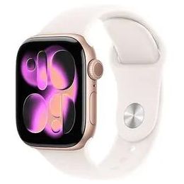 Apple Watch Series 11 GPS 42, 2025 Smartwatch Aluminiumgeh&auml;use Fluorelastomer, 130-180 mm, Rosegold/Blush