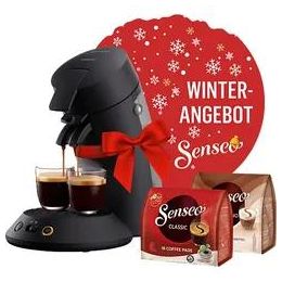 Philips SENSEO&reg; CSA210/69 im Winter-Design inkl. 1x Senseo Classic Pads u. Cappuccino Pads, Milder oder starker Kaffee, 0.7L Wassertank Padmaschine, Schwarz