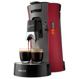 Philips SENSEO&reg; CSA240/90 Select mit Kaffeest&auml;rkewahl und Memo-Funktion, 0.9L Wassertank, Padmaschine, Dunkelrot/Grau