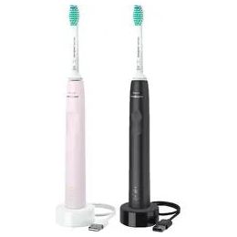 Philips Sonicare HX3675/15 3100 Series Doppelpack Elektrische Zahnb&uuml;rste Sugar Rose/Schwarz, Reinigungstechnologie: Schalltechnologie