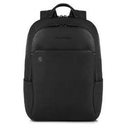 Piquadro Black Square Laptop-Rucksack 14" aus Leder schwarz