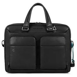 Piquadro Black Square Schmale Kurzgrifflaptoptasche 15" mit Tabletfach schwarz