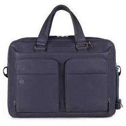 Piquadro Black Square Schmale Kurzgrifflaptoptasche 15" mit Tabletfach oceanblau