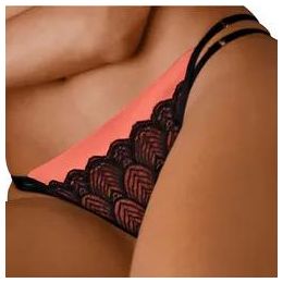 String Lascana "Belinda", Damen, Gr. 36/38, schwarz (schwarz, kupfer), Obermaterial: 61% Polyamid, 26% Polyester, 13% Elasthan, Unterhosen String, aus sch&ouml;ner Satinware kombiniert mit Spitze