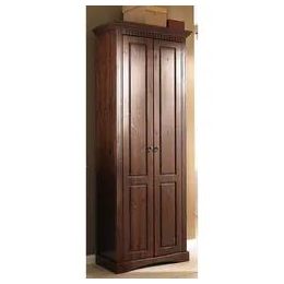 Garderobenschrank OTTO HOME "Rustic", braun (dunkelbraun gebeizt), B:71cm H:187cm T:38cm, Massivholz, Schr&auml;nke, Garderobenschrank, aus massiver Kiefer, Breite 71 cm, mit Kassetenoptik