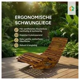 Ergonomische Schwungliege aus Akazienholz, klappbar