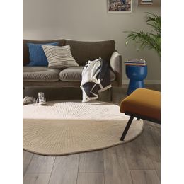 benuta Pop Waschbarer Kurzflor Teppich Pam Beige &oslash; 120 cm rund - Moderner Kurzflor-Teppich f&uuml;r Wohnzimmer