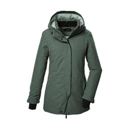 Parka Killtec "KOW 93 WMN PKR", Damen, Gr. 42, grau (graugr&uuml;n), Obermaterial: 100% Polyester;Futter: 100% Polyamid;F&uuml;llung: 100% Polyester, Jacken Parka, Wasser- und winddichter Damenparka, atmungsaktiv, recyceltes Material
