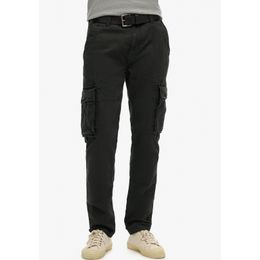 Cargohose Superdry "Core Cargo Pant", Herren, Gr. 36, L&auml;nge 32, schwarz (washed schwarz), Web, Obermaterial: 97% Baumwolle, 3% Elasthan, unifarben, straight fit kn&ouml;chellang, Hosen Cargohose
