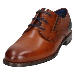 Schn&uuml;rschuh Bugatti, Herren, Gr. 40, braun (cognac), Leder, Basic, Schuhe Schn&uuml;rschuh, Anzugschuh, Business Halbschuh mit bequemen Stretcheinsatz