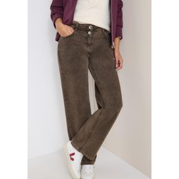 Jerseyhose Cecil "NEELE", Damen, Gr. 36, L&auml;nge 30, chocolate mousse, Web, Obermaterial: 81% Baumwolle, 17% Polyester, 2% Elasthan. Futter: 52% Polyester, 48% Baumwolle, unifarben, weit lang, Hosen Jerseyhose, im Five-Pocket Style