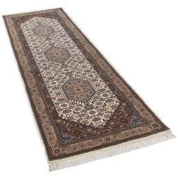 Orientteppich Theko "Benares Bidjar", braun (creme, braun), B:80cm H:12mm L:350cm, Schurwolle, Teppiche, Orientteppich, reine Wolle, handgekn&uuml;pft, mit Fransen, auch als L&auml;ufer