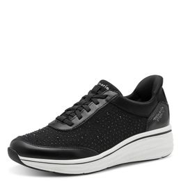 Slip-On Sneaker Tamaris, Damen, Gr. 41, schwarz, Lederimitat, Textil, Schuhe Slip-On Sneaker, Keilabsatz, Schlupfschuh, Freizeitschuh in veganer Verarbeitung