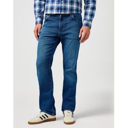 Straight-Jeans Wrangler "TEXAS FREE TO STRETCH", Herren, Gr. 32, L&auml;nge 34, verdant tone, Denim/Jeans, Obermaterial: 94% Baumwolle, 5% Elastomultiester, 1% Elasthan, regular fit lang, Jeans Straight-Jeans, Free to stretch material