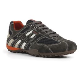 Sneaker Geox "Snake", Herren, Gr. 41, grau (dunkelgrau), Textil, Veloursleder, Schuhe Sneaker, Freizeitschuh, Schn&uuml;rschuh mit Geox Spezial Membran