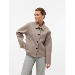 V&eacute;ro Moda Kurzjacke VERO MODA "VMFORTUNEMIE SHORT JACKET GA NOOS", Damen, Gr. L, grau (moon rock), Web, Obermaterial: 100% Polyester, meliert, unifarben, regular fit h&uuml;ftlang, Jacken Kurzjacke, Topseller