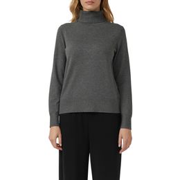 Strickpullover s.Oliver, Damen, Gr. 34, grau (dunkelgrau melange), Strick, Obermaterial: 72% Viskose, 28% Polyester, meliert, regular fit normal, ohne Ausschnitt, elastischer Bund, Pullover Strickpullover, mit Rollkragen